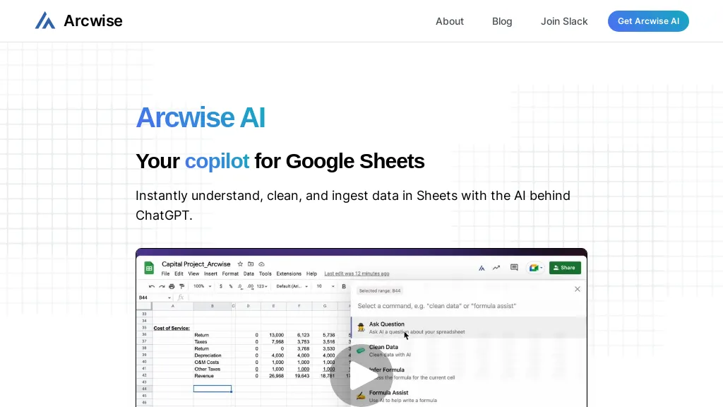 Arcwise AI - Google sheets AI Tool Review